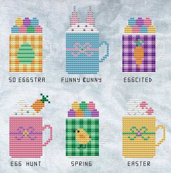 Easter Mugs Cross Stitch Pattern Easter Cross Stitch Simple Cross ...
