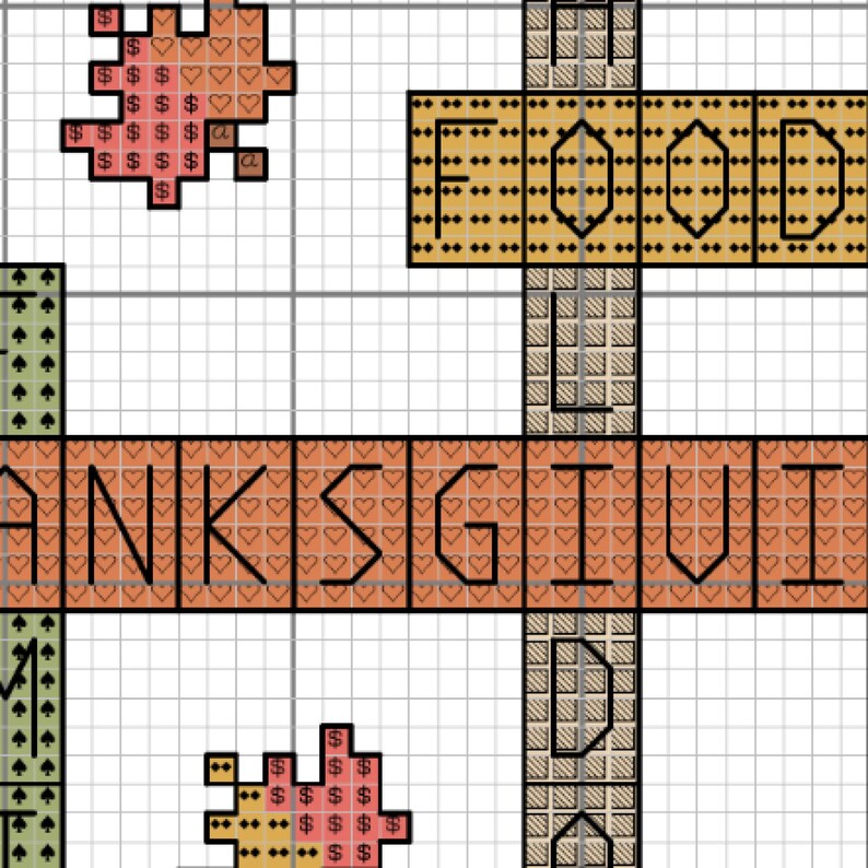 Thanksgiving Crossword Cross Stitch Pattern (PDF) - Etsy