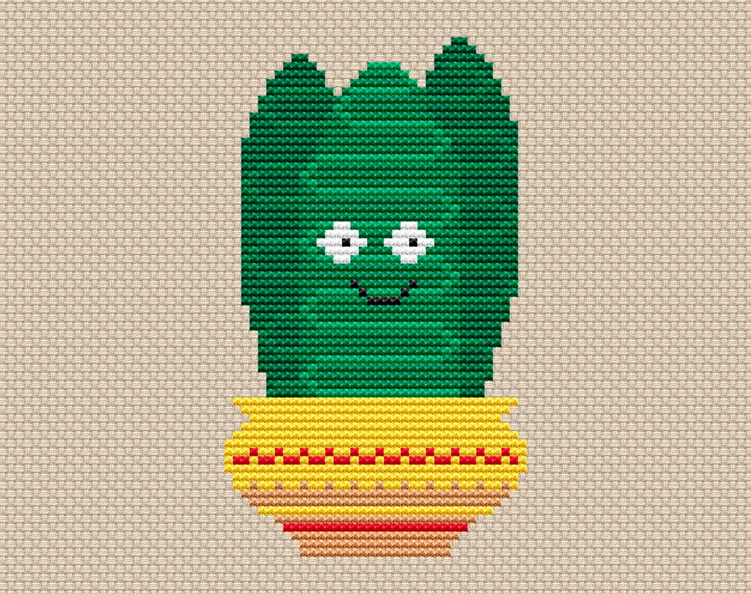 Smiling Cactus Cross Stitch Pattern: Beginner Plant Embroidery (PDF) - Etsy