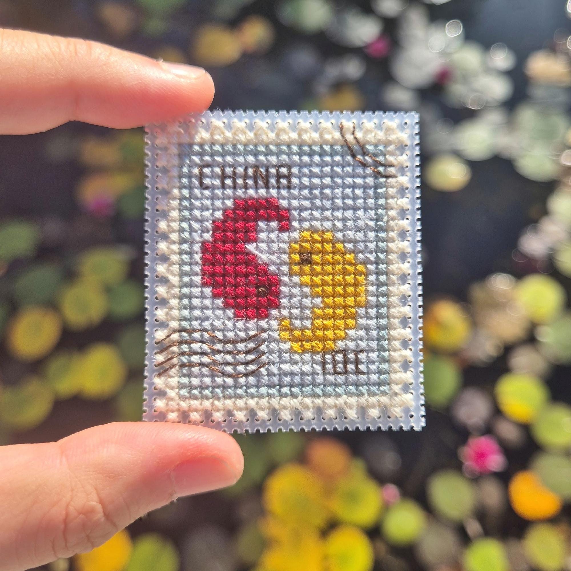 Chinese Postage Stamps Cross Stitch Pattern: Lantern, Koi, Pagoda (PDF ...