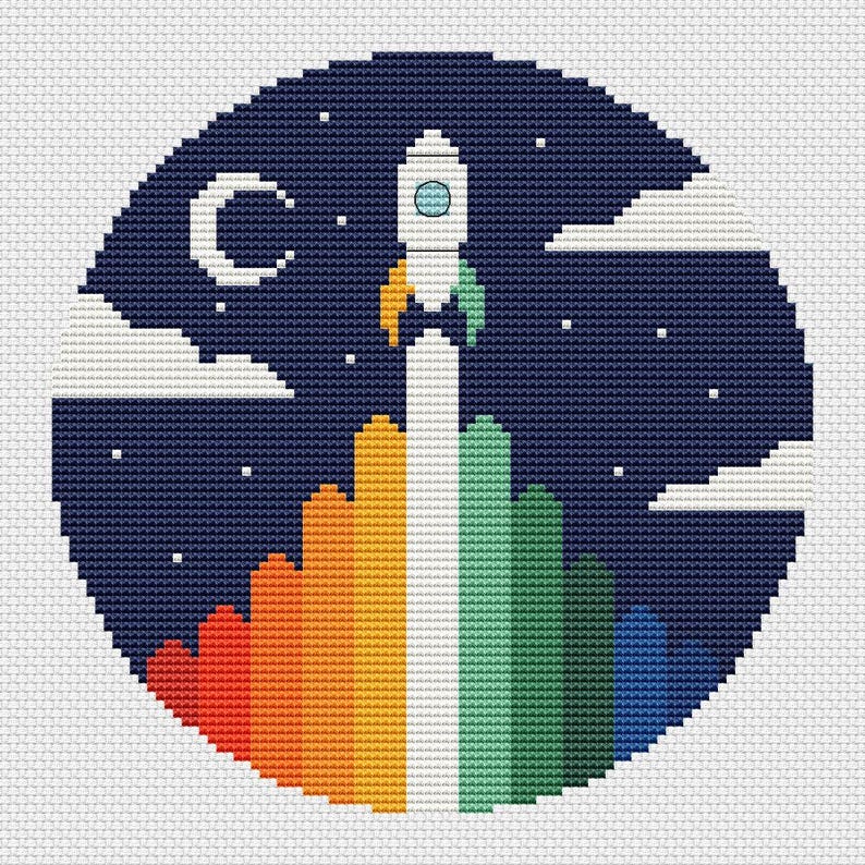 Rocket Cross Stitch Pattern Space Cross Stitch Outer Space Galaxy Cross ...