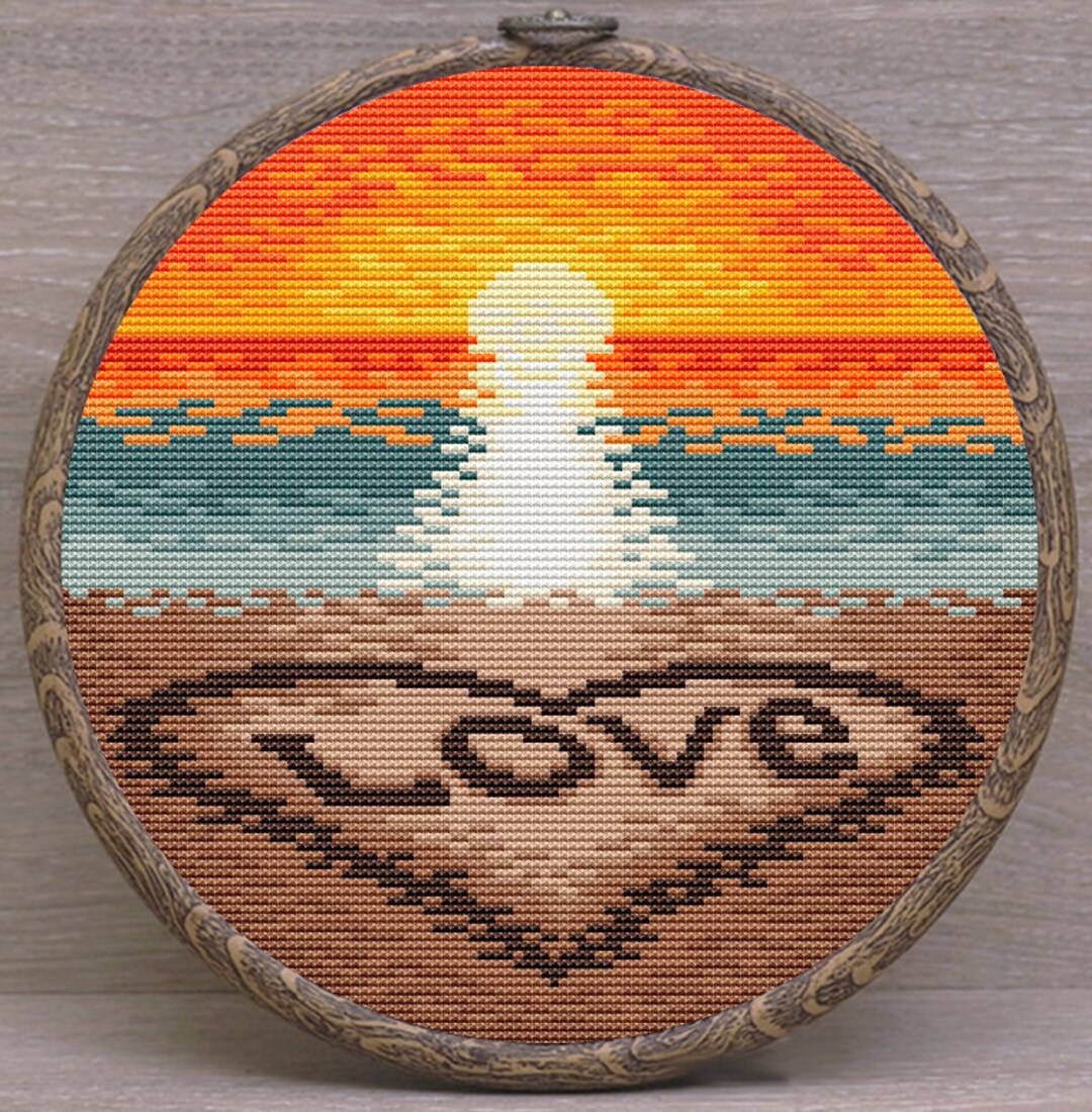 Beach Cross Stitch Pattern Beautiful Landscape Sunset Cross Stitch ...