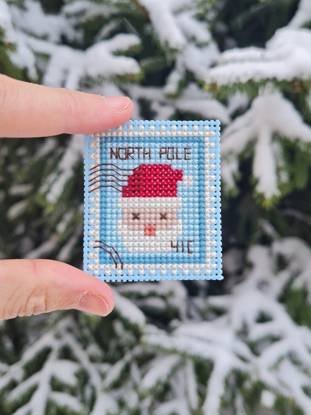 Santa Postage Stamp Cross Stitch Pattern, Holiday Embroidery (PDF ...