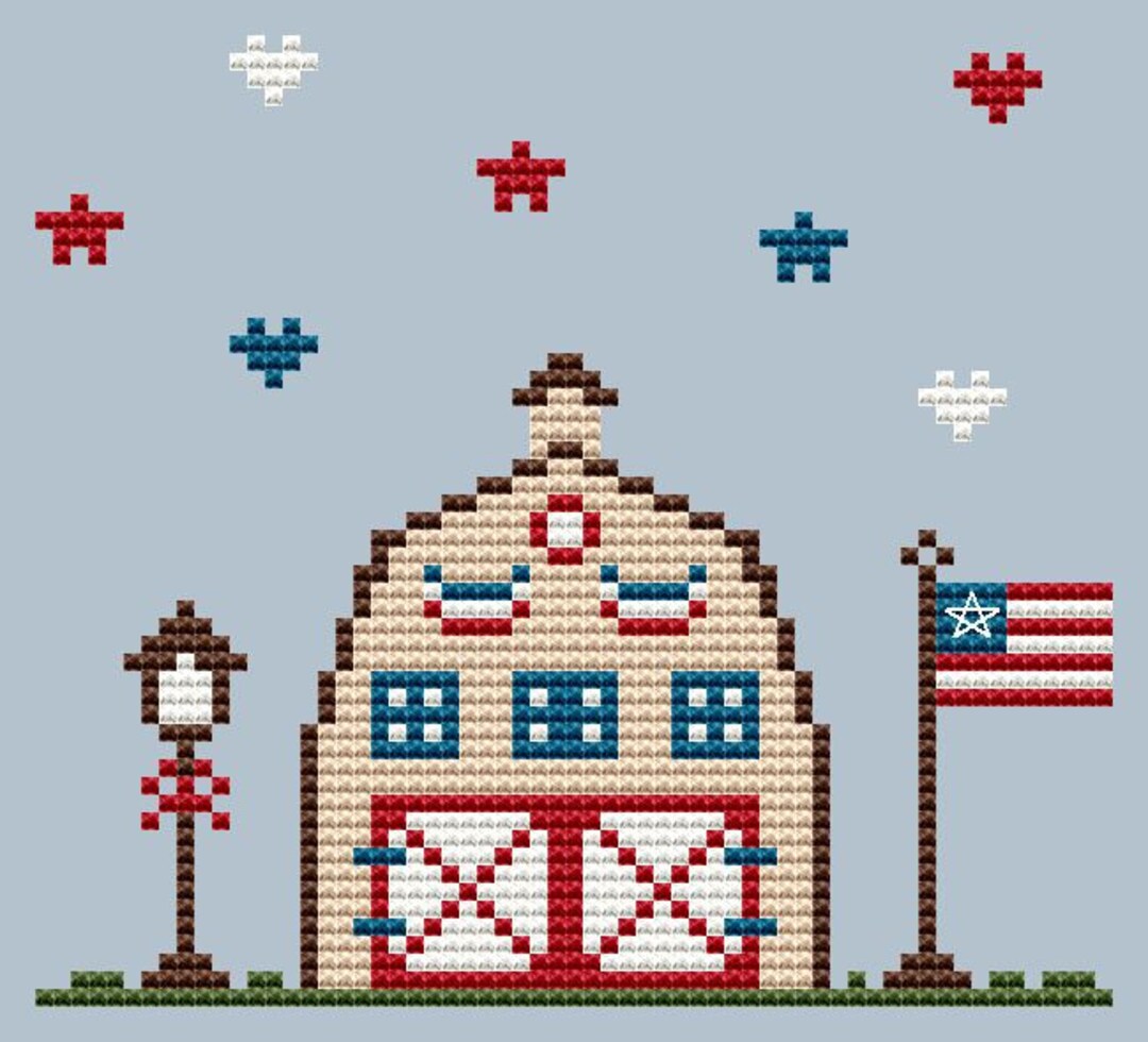 Patriot Farm Cross Stitch Pattern USA Independence Day Gift Patriotic ...