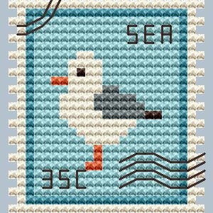 Seagull Postage Stamp Cross Stitch Pattern, Sea Bird Embroidery (PDF ...