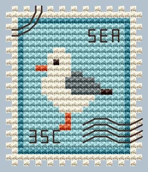 Seagull Postage Stamp Cross Stitch Pattern, Sea Bird Embroidery (PDF ...