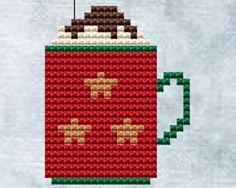 Hot Chocolate Mug Cross Stitch Pattern Christmas Mug Winter - Etsy