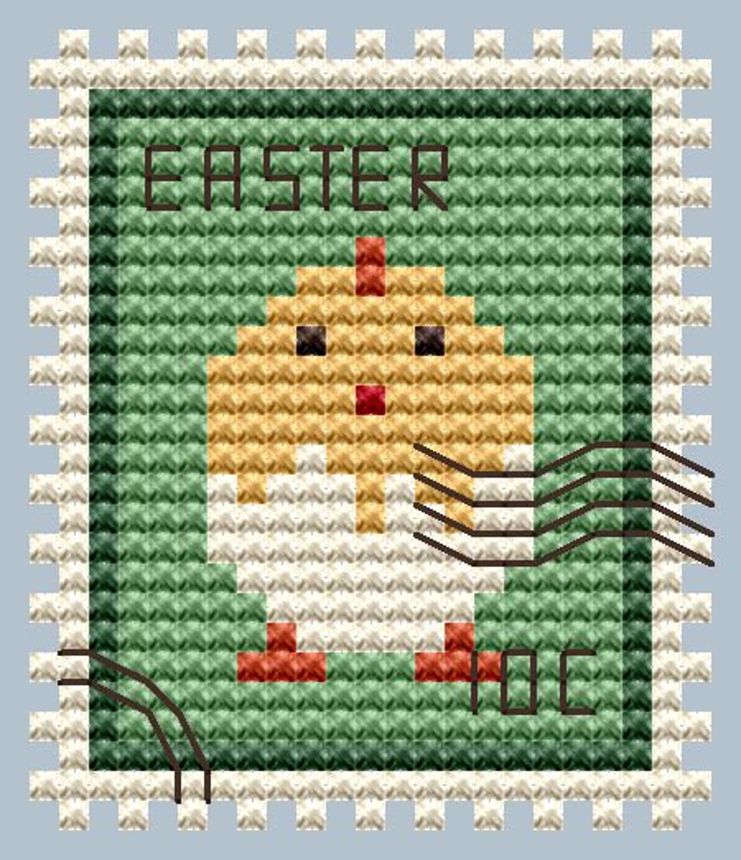 Easter Newborn Chick Postage Stamp Cross Stitch Pattern Cute Baby Chick ...