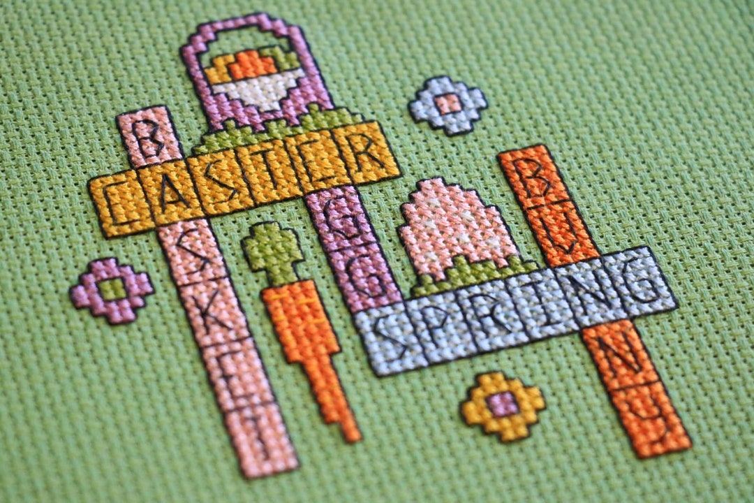 Easter Crossword Cross Stitch Pattern Spring Cross Stitch Easter PDF ...