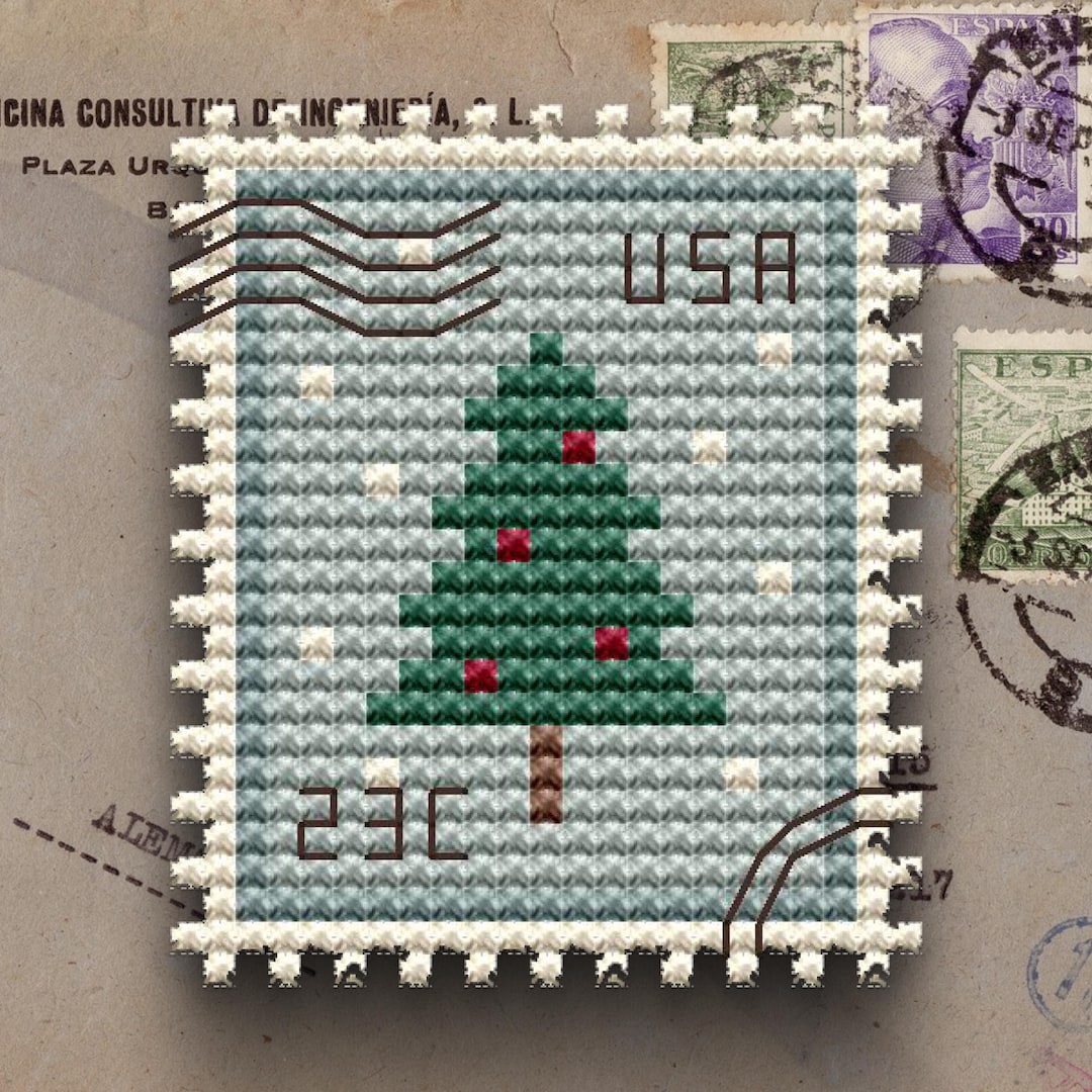 Winter Tree Postage Stamp Cross Stitch Pattern (PDF) - Etsy