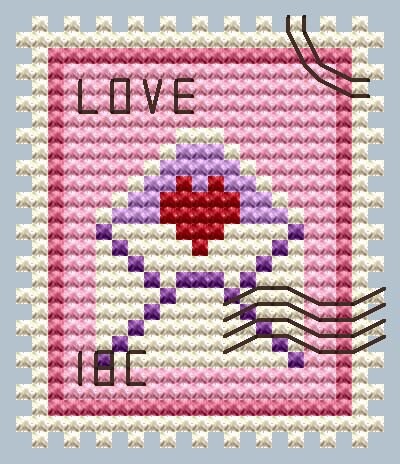 Love Letter Postage Stamp Cross Stitch Pattern Envelope Cross Stitch ...