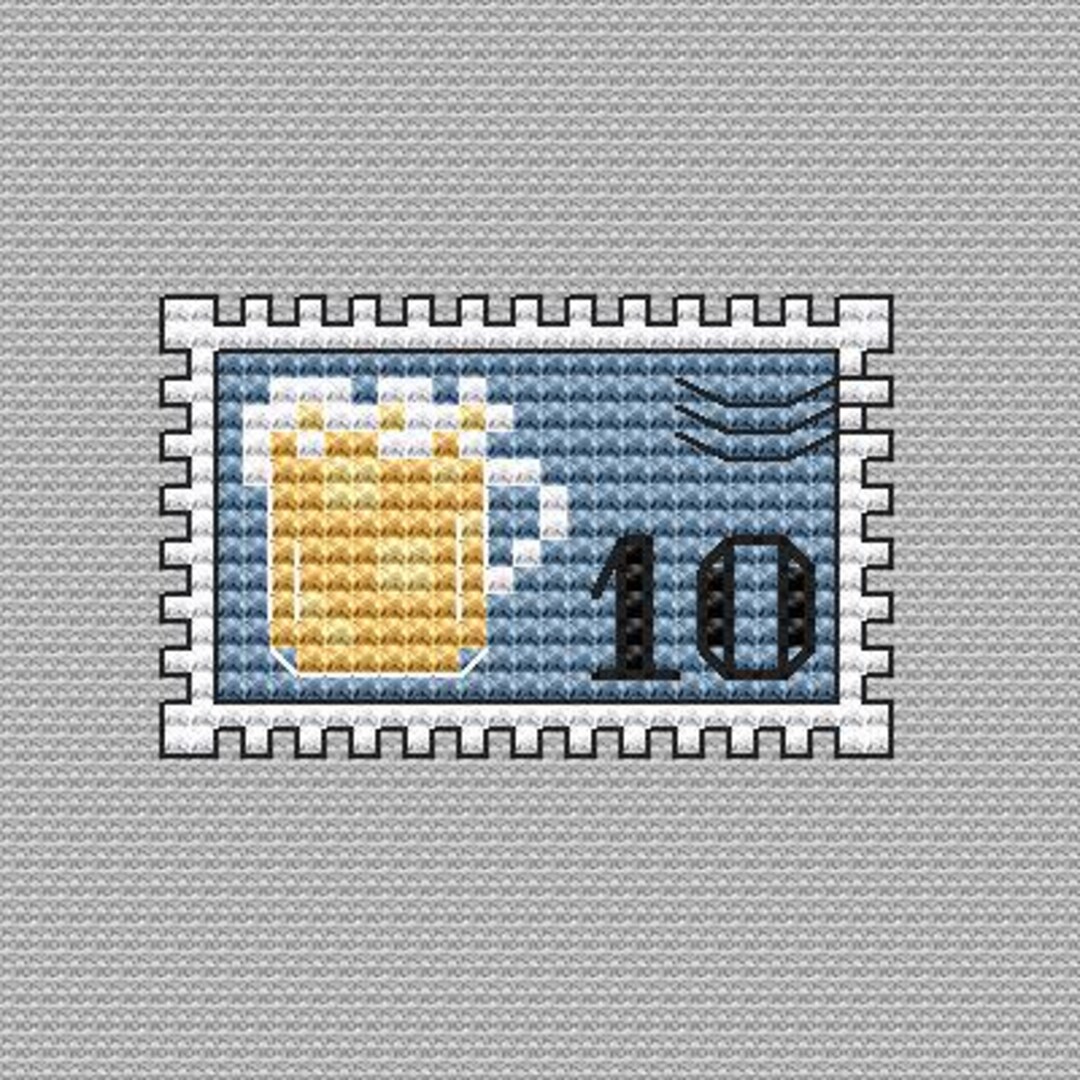 Beer Postage Stamp Cross Stitch Pattern for Beginners Beer Cross Stitch ...