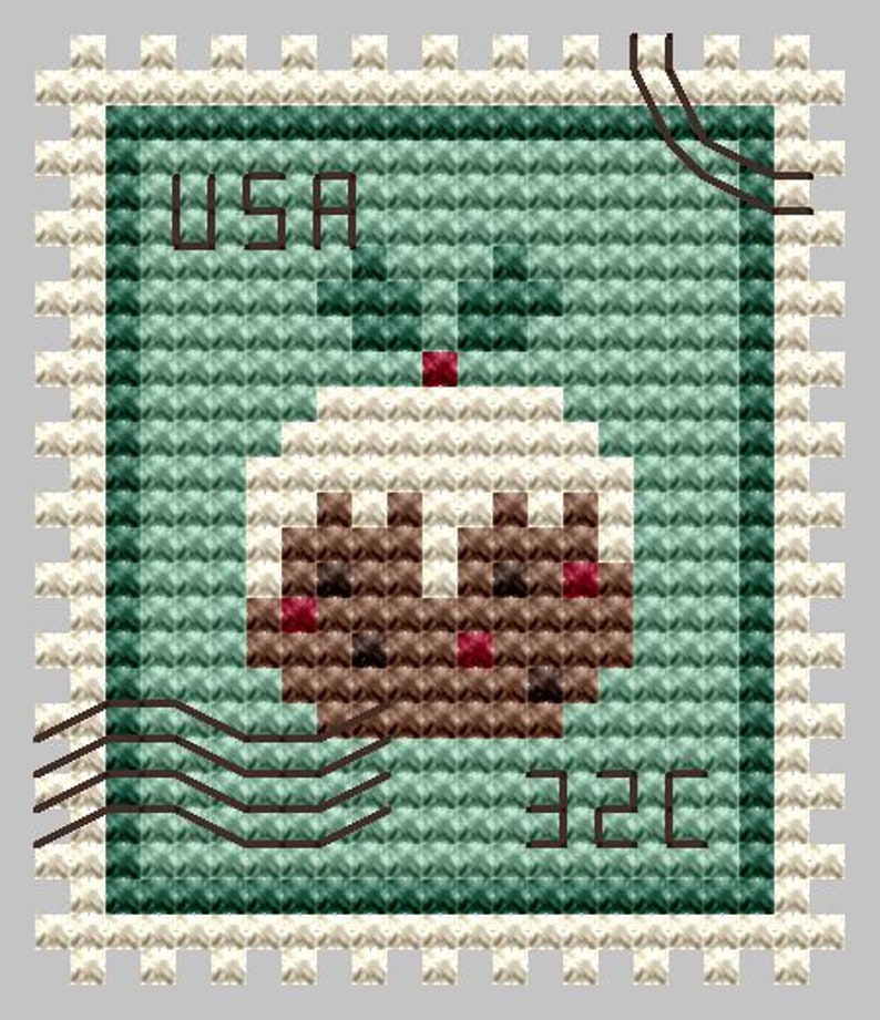 Pudding Postage Stamp Cross Stitch Pattern Winter PDF Pattern - Etsy