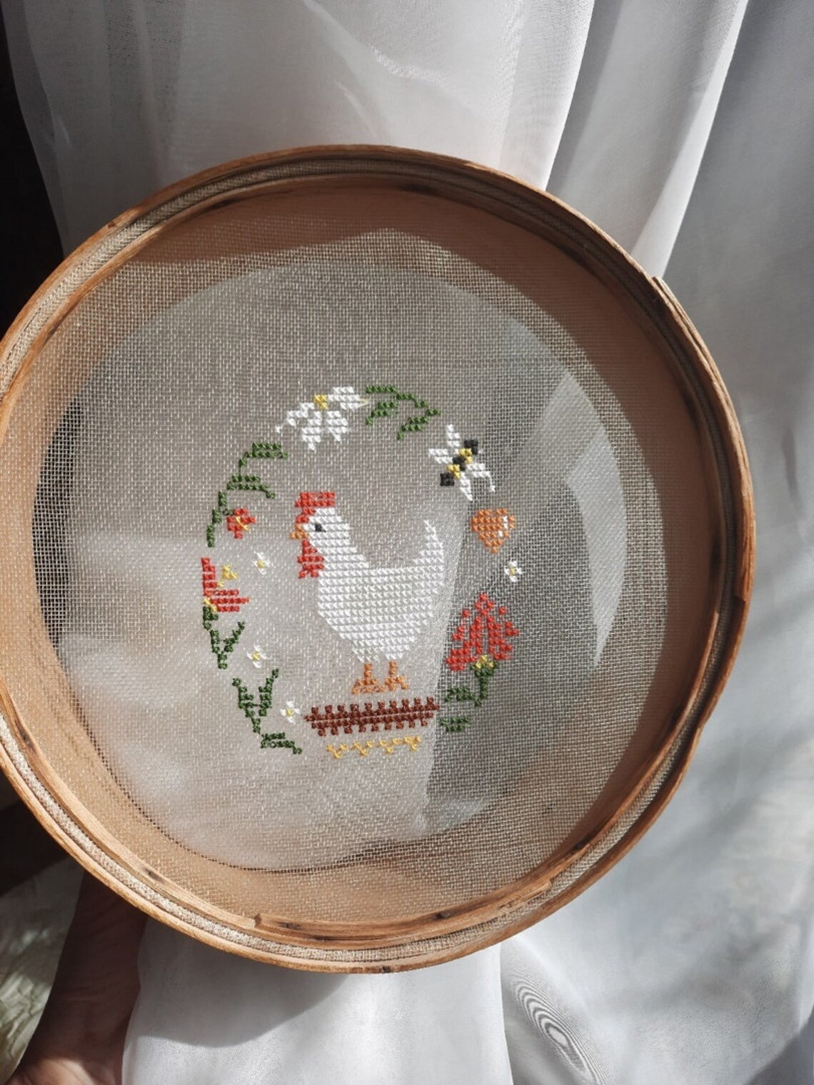 Wreath With Chicken Cross Stitch Pattern Hen Cross Stitch - Etsy
