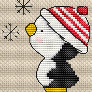 Penguin With Snowflakes Cross Stitch Pattern Christmas Little Penguin ...