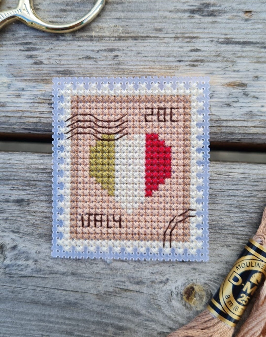 Italy Postage Stamp Cross Stitch Pattern Italy Flag Cross Stitch ...