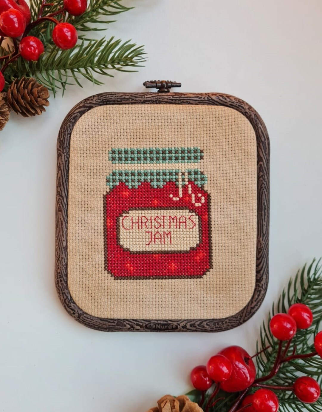 Christmas Jam Cross Stitch Pattern Winter Cross Stitch Jar of Christmas Jam Pattern for ...