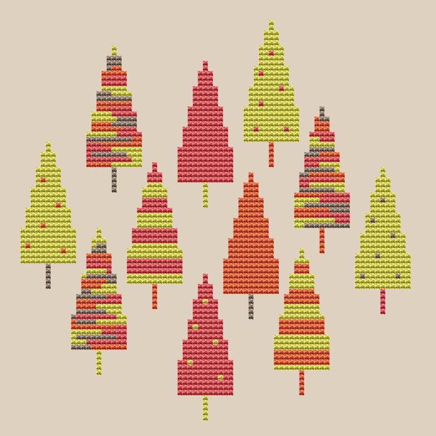 Autumn Trees Cross Stitch Pattern Fall Cross Stitch Autumn - Etsy