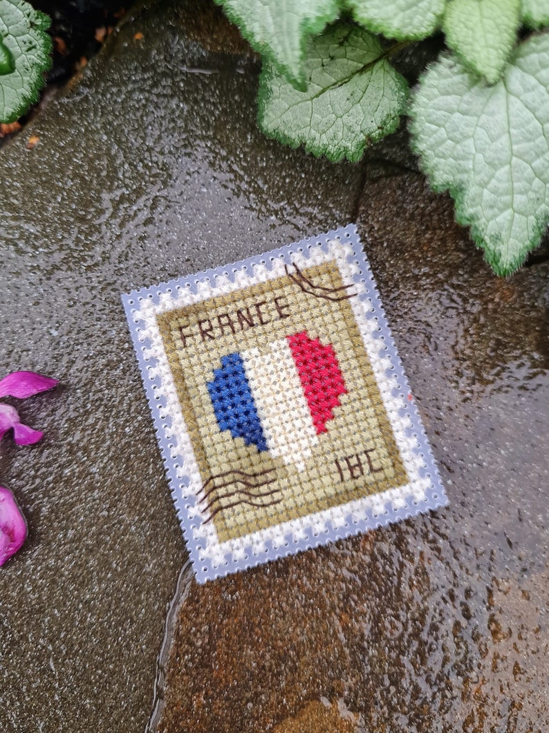 France Postage Stamp Cross Stitch Pattern France Flag Cross Stitch ...