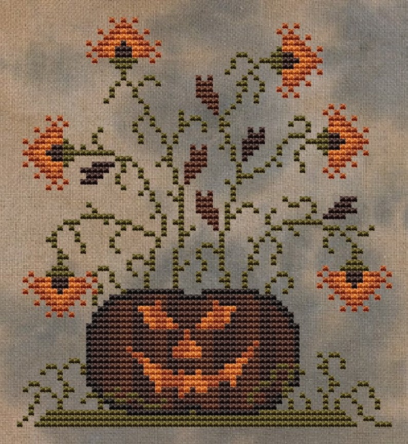 Spooky Pumpkin Cross Stitch Pattern Scary Cross Stitch Horror - Etsy