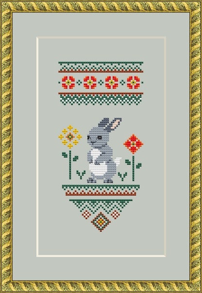 Rabbit Cross Stitch Pattern Cute Bunny Annimal Cross Stitch Hare Cross ...