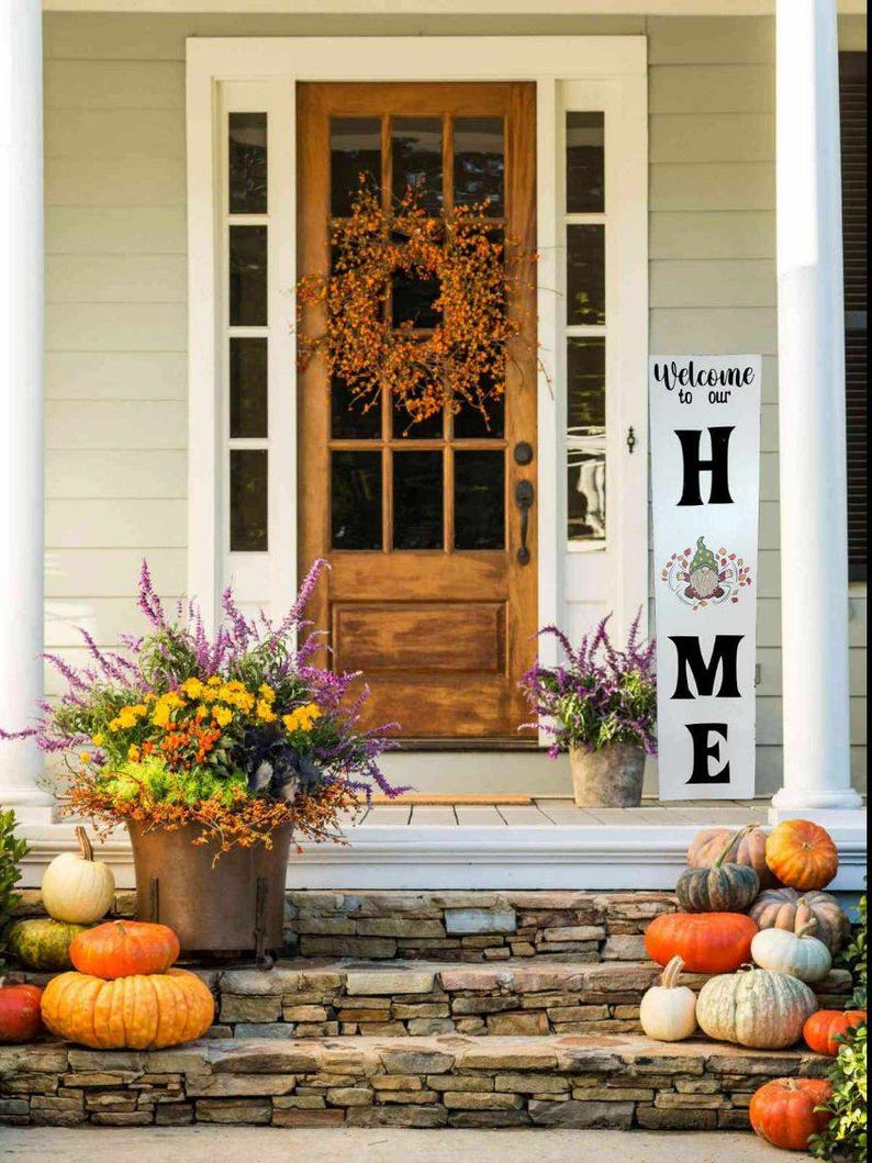 Wooden Gnome Welcome to Our Home Hand Painted Porch Sign - Etsy