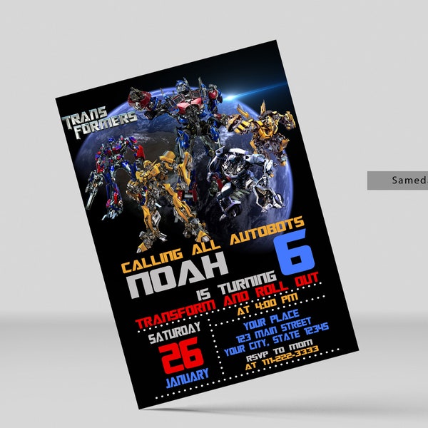 Transformers Birthday Invitation - Etsy