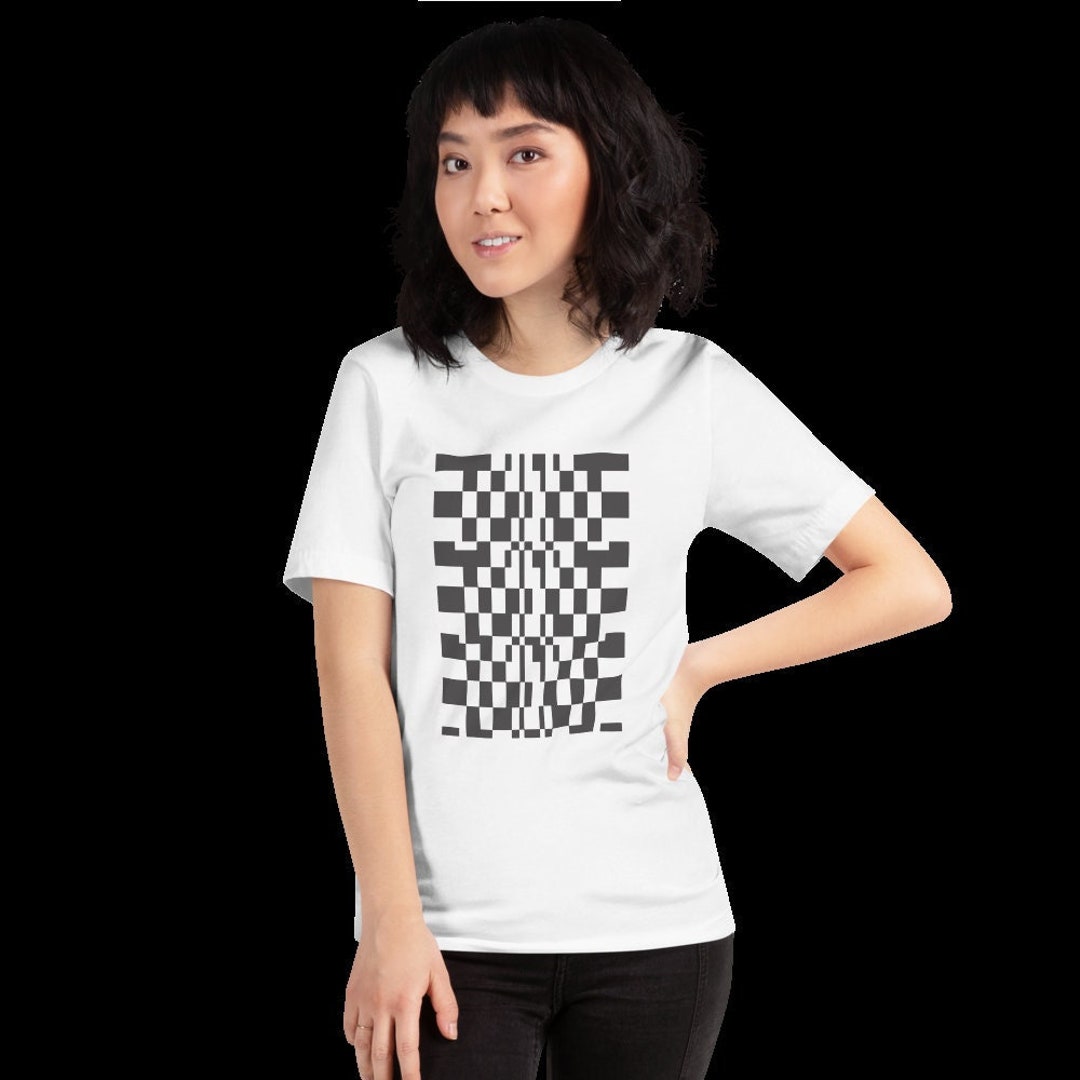 White T-shirt With Modern Square Graphics - Etsy