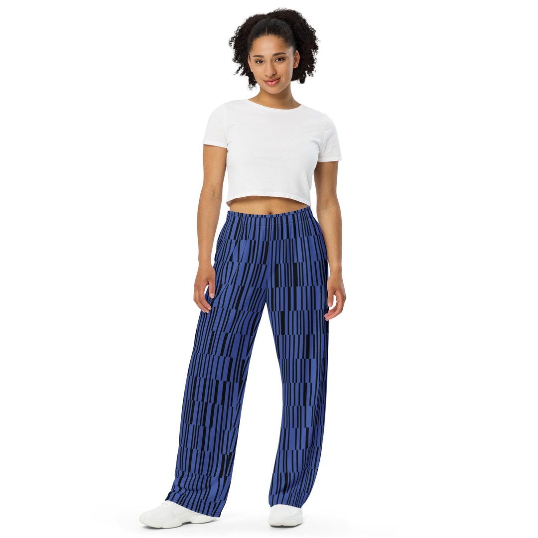 Abstract Geometric Wide-leg Pants: Modern All-over Print Unisex ...