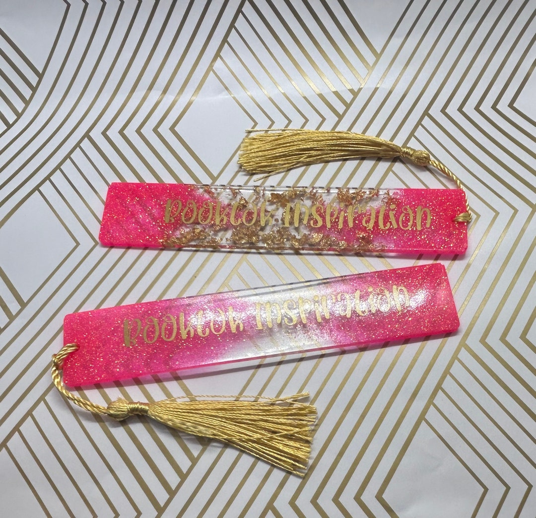 Customizable Acrylic Glitter Bookmarks - Single Color With Gold Flakes ...