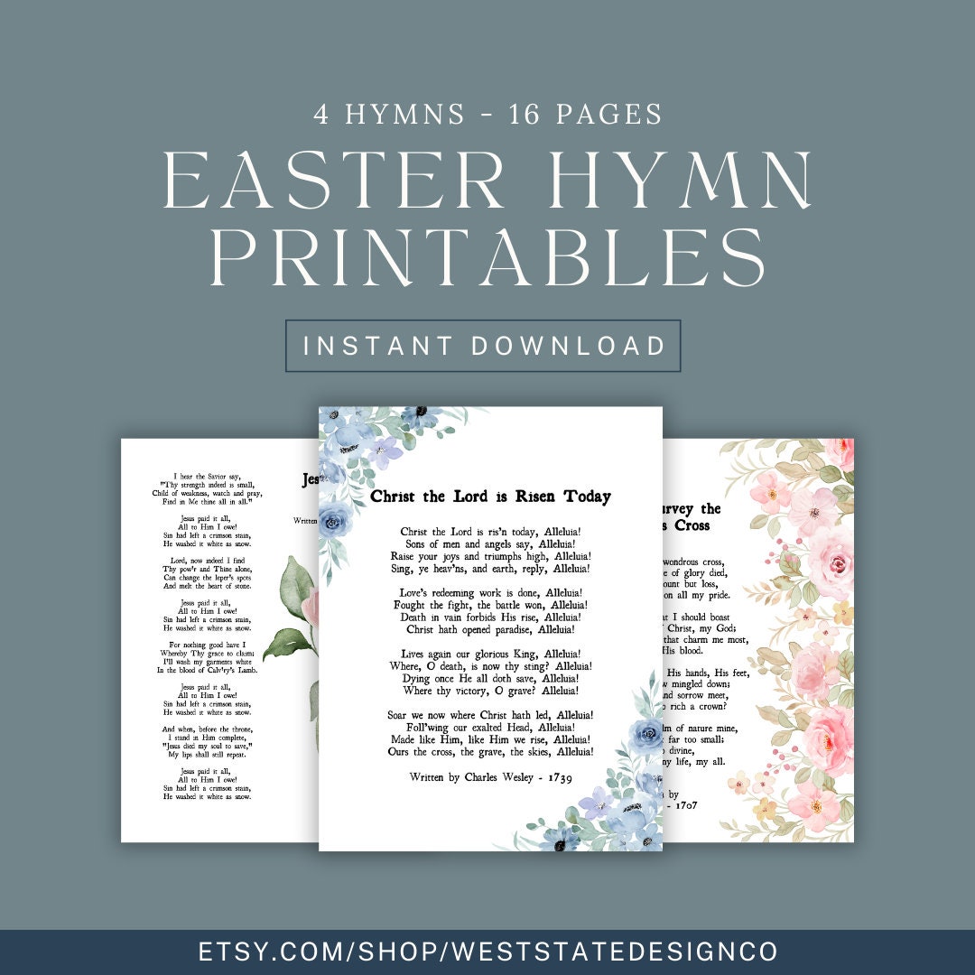 Easter Hymns Printable Wall Art - Watercolor Style - Etsy