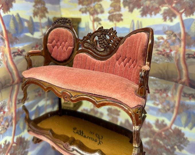 Vintage Miniature Dollhouse Decor Replica Victorian Settee Hand Crafted ...