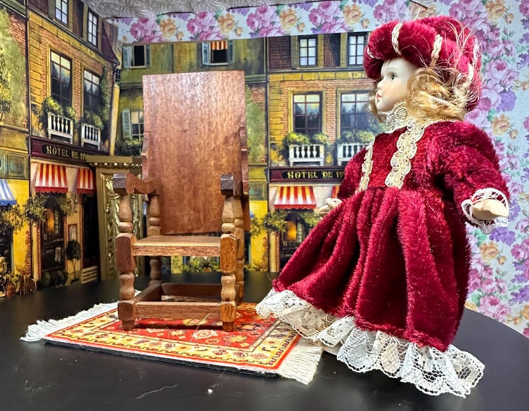 Vintage Rare Miniature Dollhouse Decor Middle Ages Chair -table Europe ...
