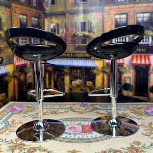 1:6 Scale Black Vinyl and Faux Stainless Steel Bar Stools - Etsy