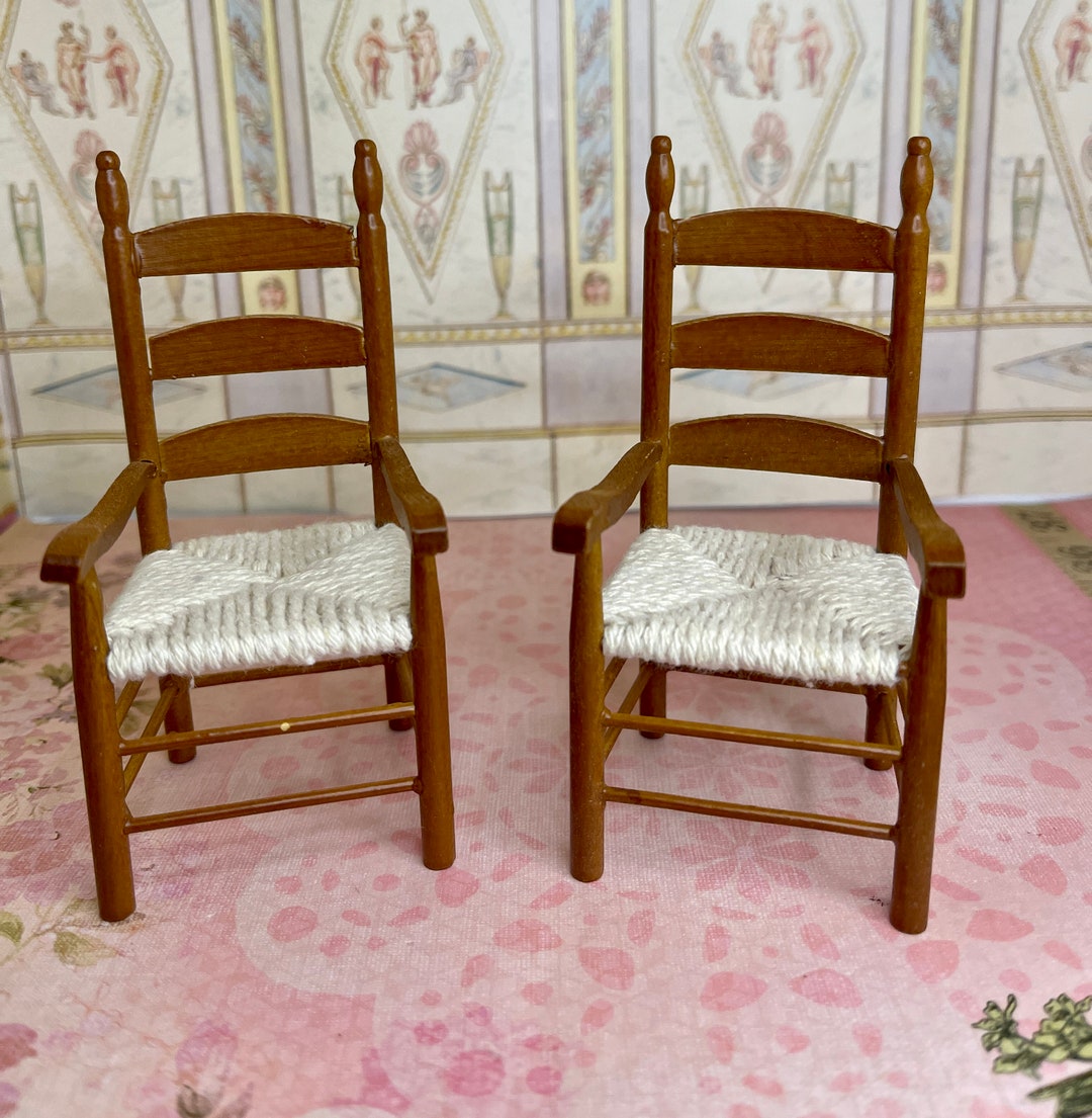 2 Nice Dollhouse Scale Replicas of Colonial America Era Ladder Back ...