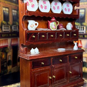 Miniature Dollhouse Decor Replica Walnut Reutter Porcelain County Hutch ...