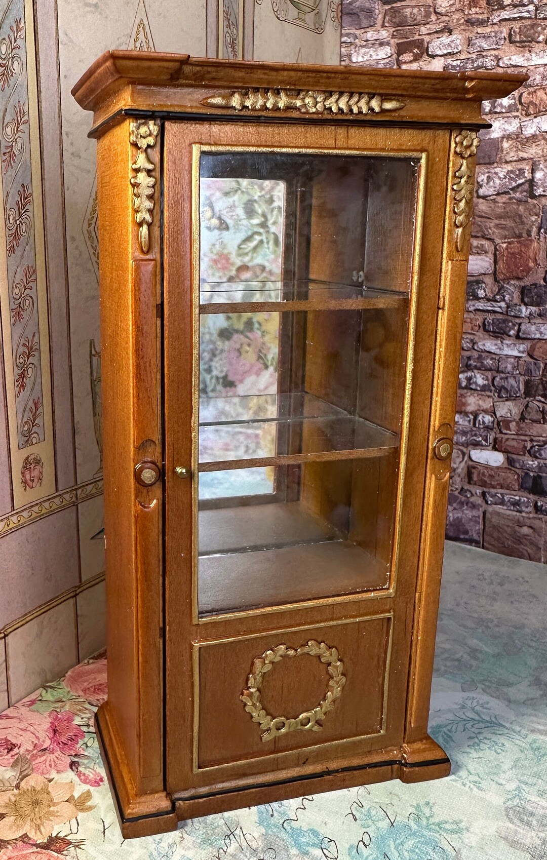 Vintage Miniature Dollhouse Decor Replica Bespaq Empire Line Walnut China Cabinet Napoleon ...