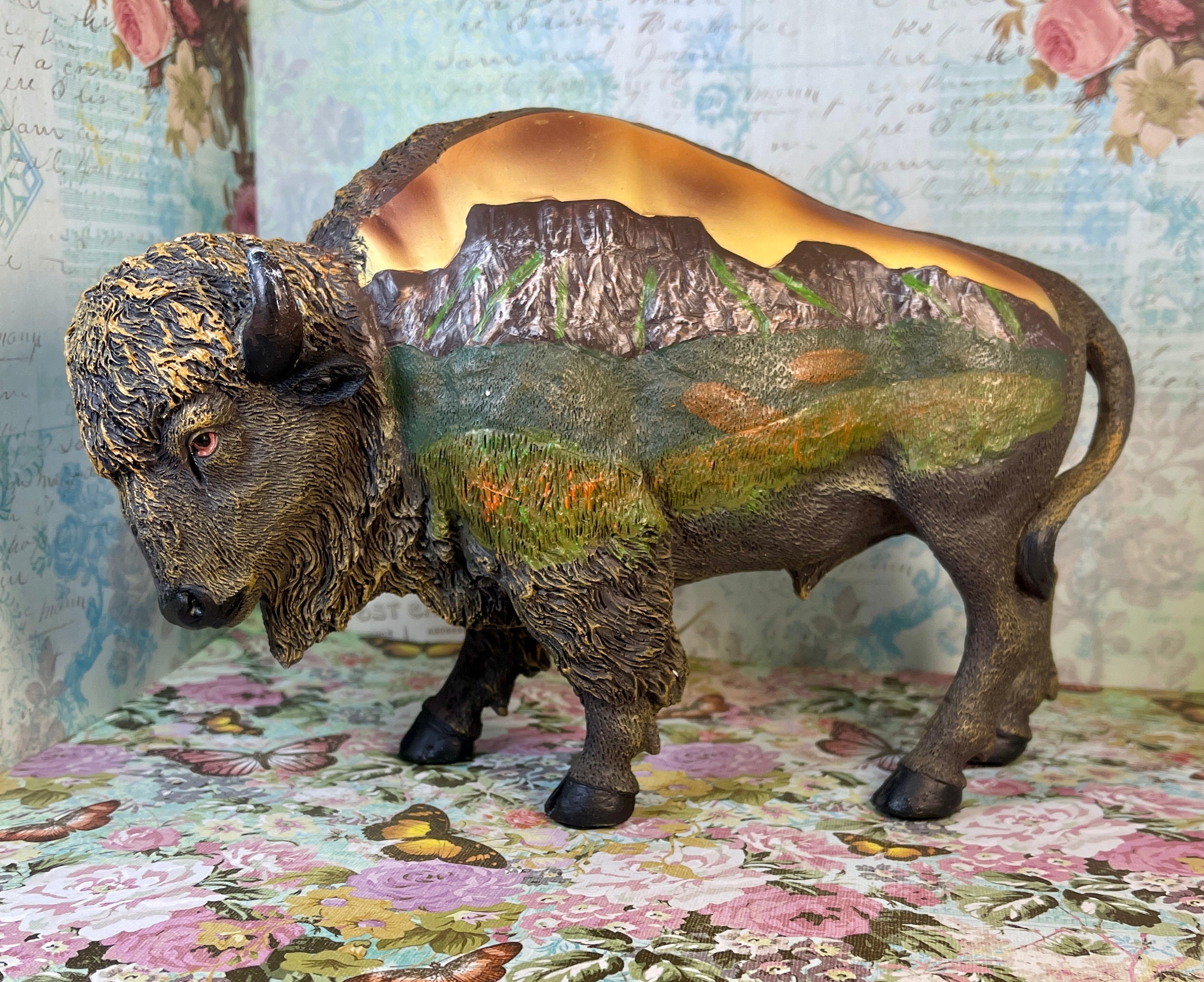 Beautiful Collectible Hand Crafted Resin Buffalo With Sky - Etsy