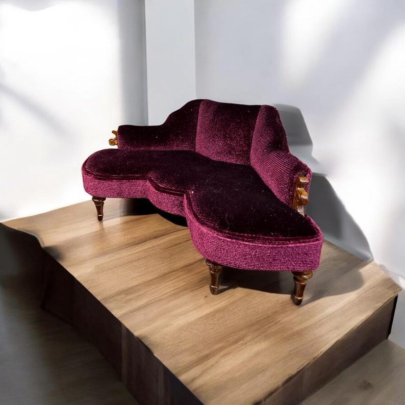 1:12 Miniature Borne Settee Burgundy Velvet - Etsy