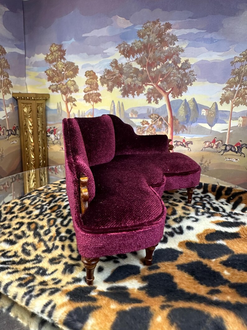 1:12 Miniature Borne Settee Burgundy Velvet - Etsy