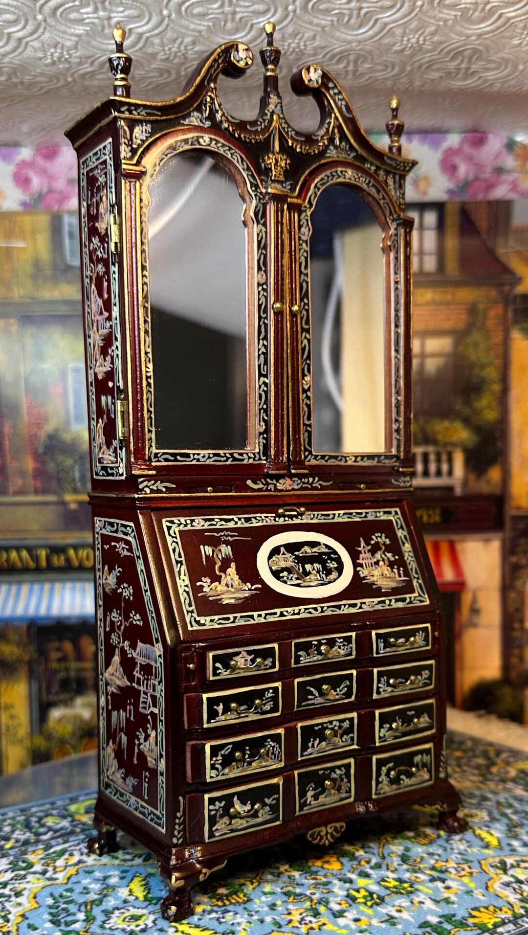 1:12 Bespaq Quality Miniatures Dollhouse Decor Replica Governor Winthrop Secretary Desk 17th ...