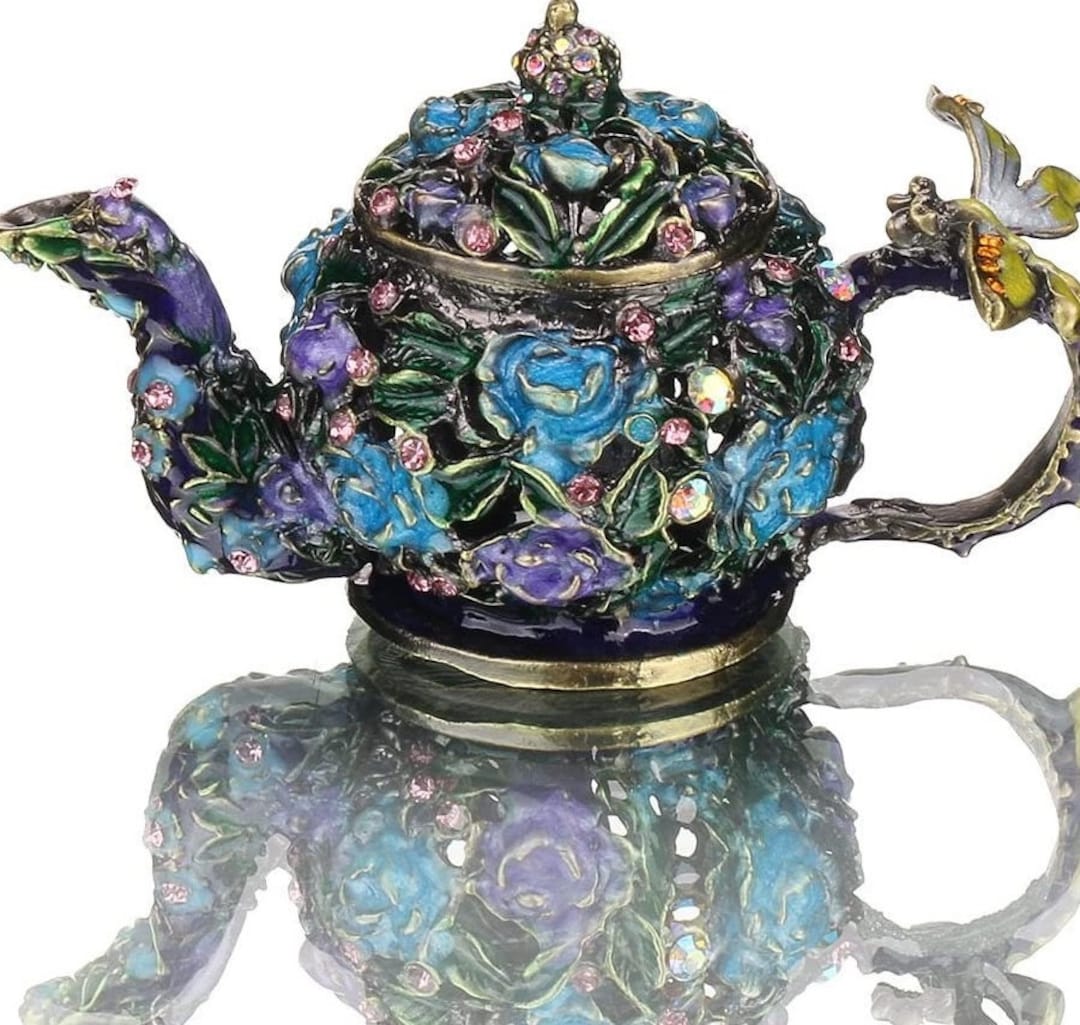 Beautiful Miniature Enameled Zinc Alloy and Precious Stones Teapot ...
