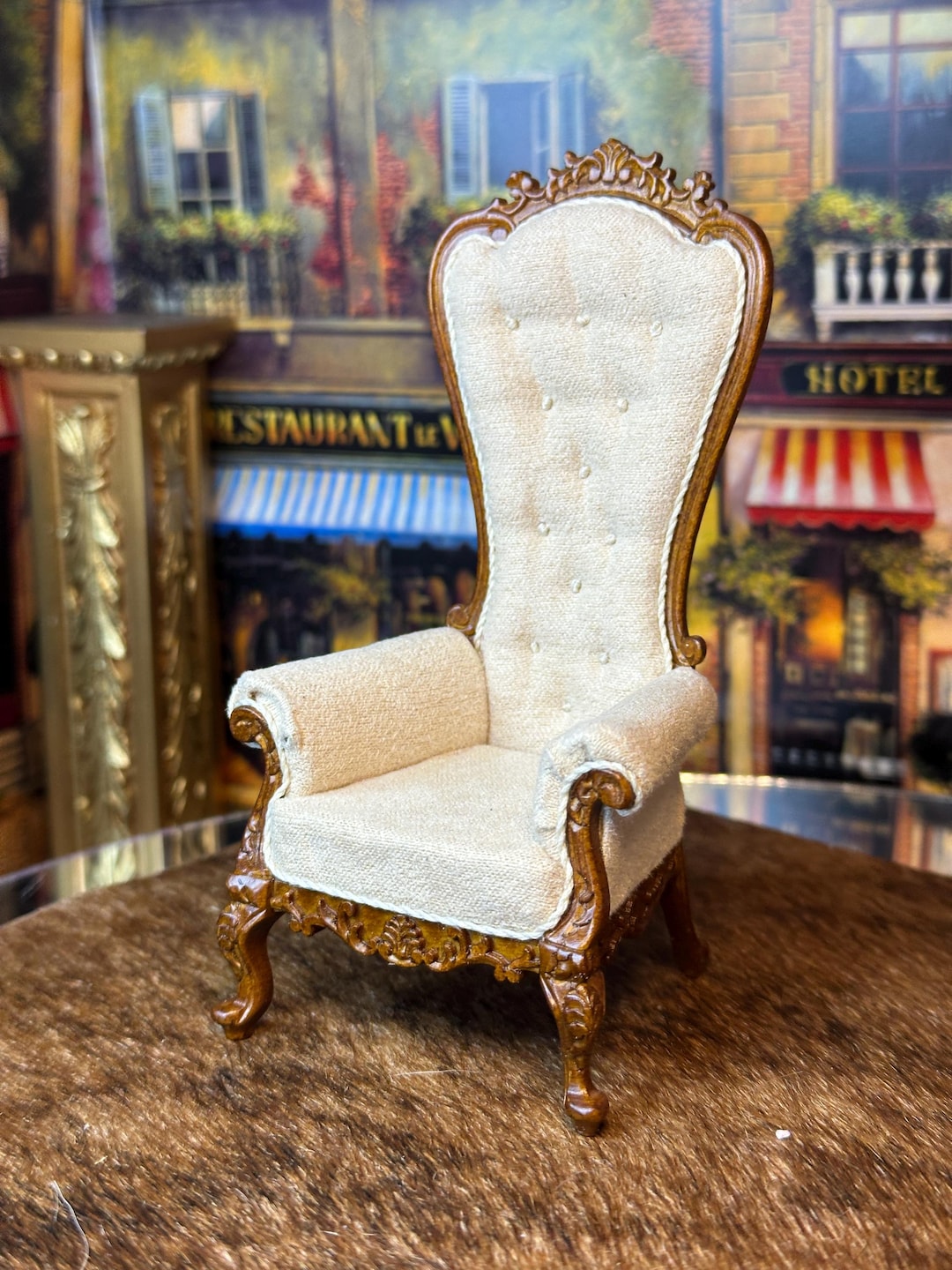 JBM Quality Miniatures Dollhouse Decor Replica French Baroque Throne ...
