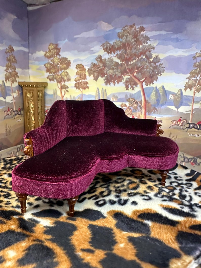 1:12 Miniature Borne Settee Burgundy Velvet - Etsy