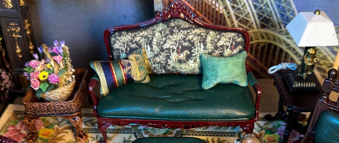 Vintage Very Unique Miniature Dollhouse Decor Mahogany Wicker Basket ...