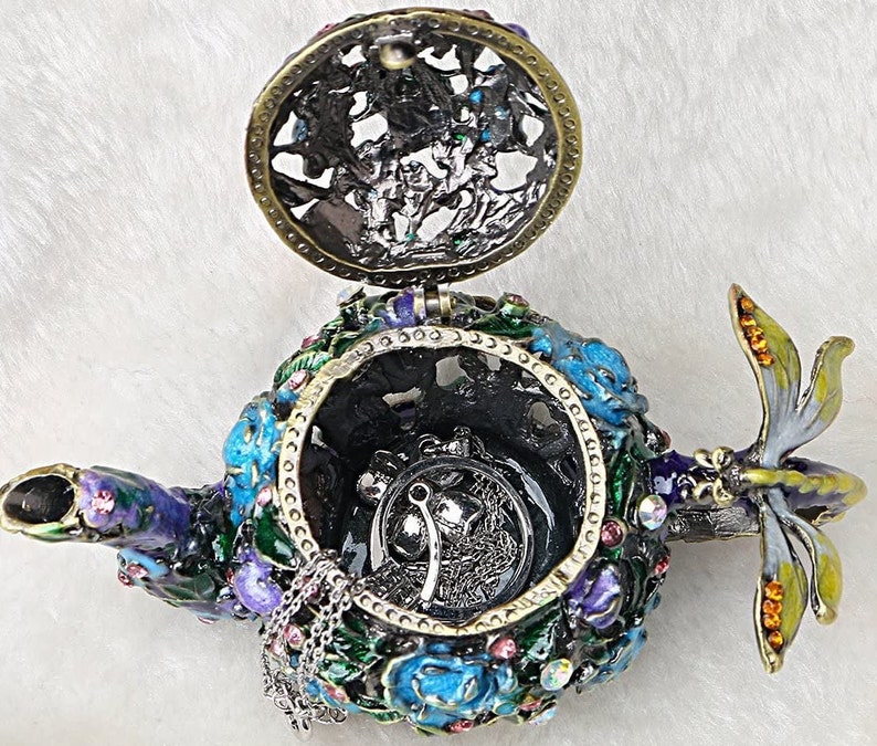 Enameled Zinc Alloy and Precious Stones Teapot Trinket Box - Etsy