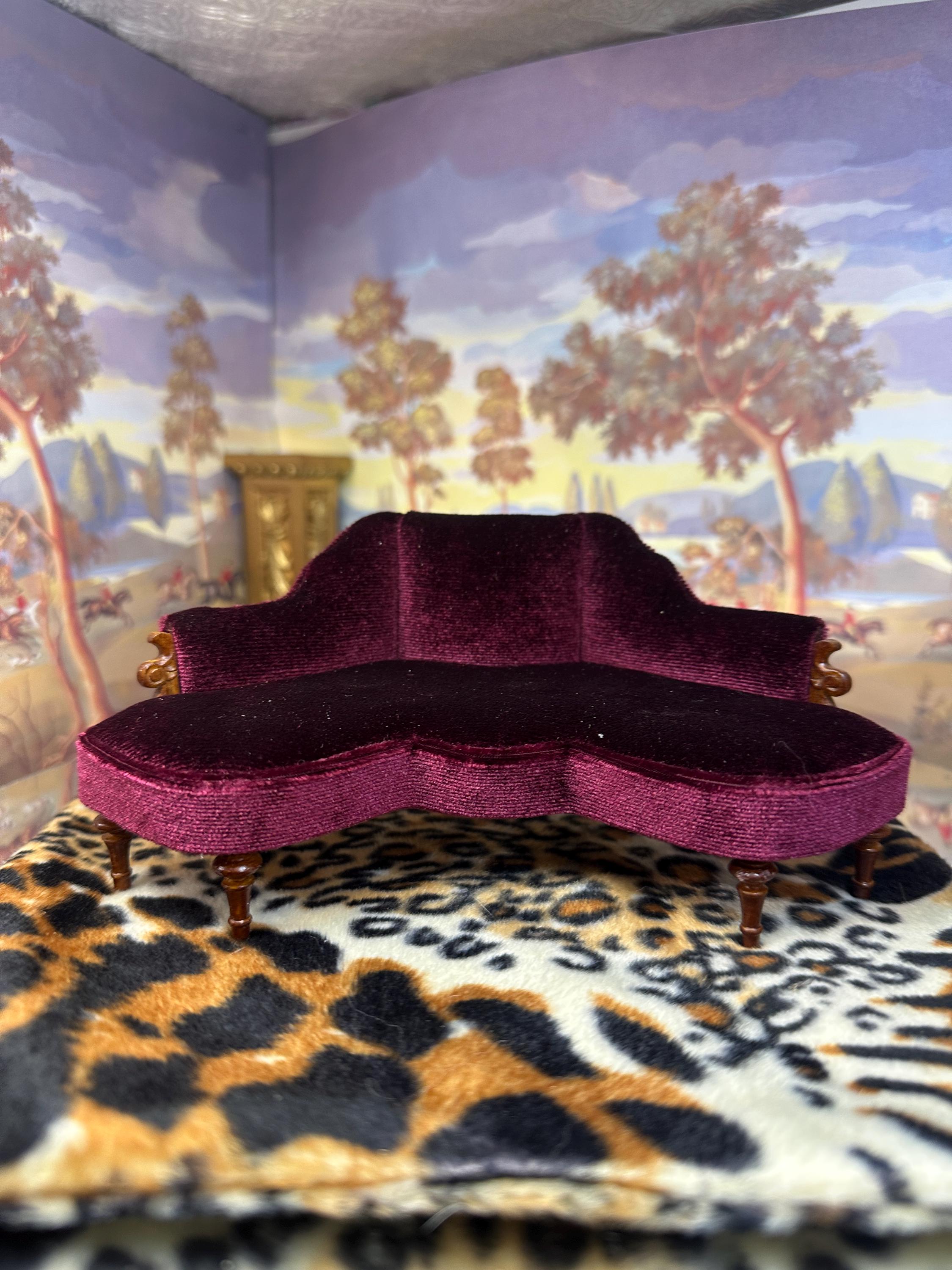1:12 Miniature Borne Settee Burgundy Velvet - Etsy