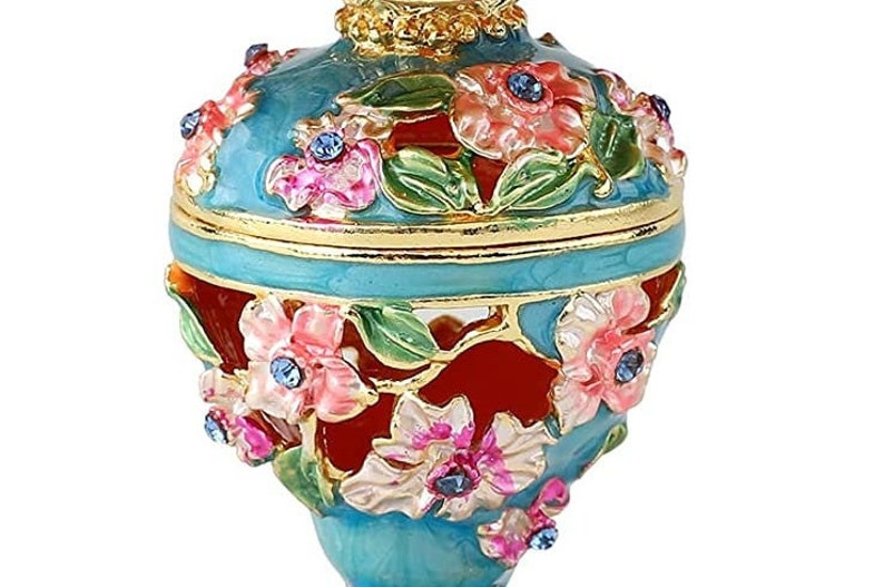 Rare Miniature Teal Enameled Lamp With Blue Embedded - Etsy