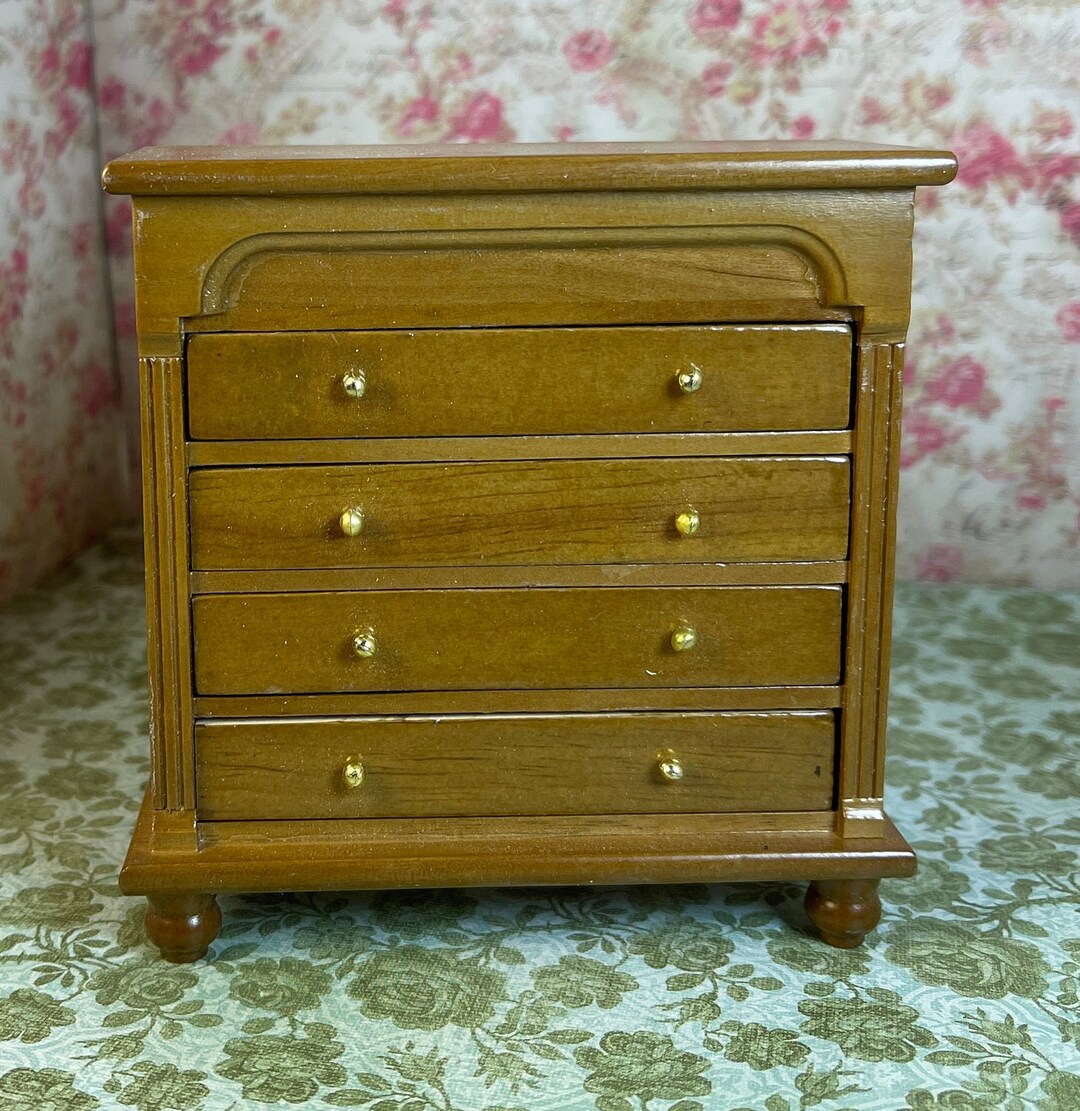 Modern and Stylish Dollhouse Scale Maple Dresser 4 Drawers That Open ...