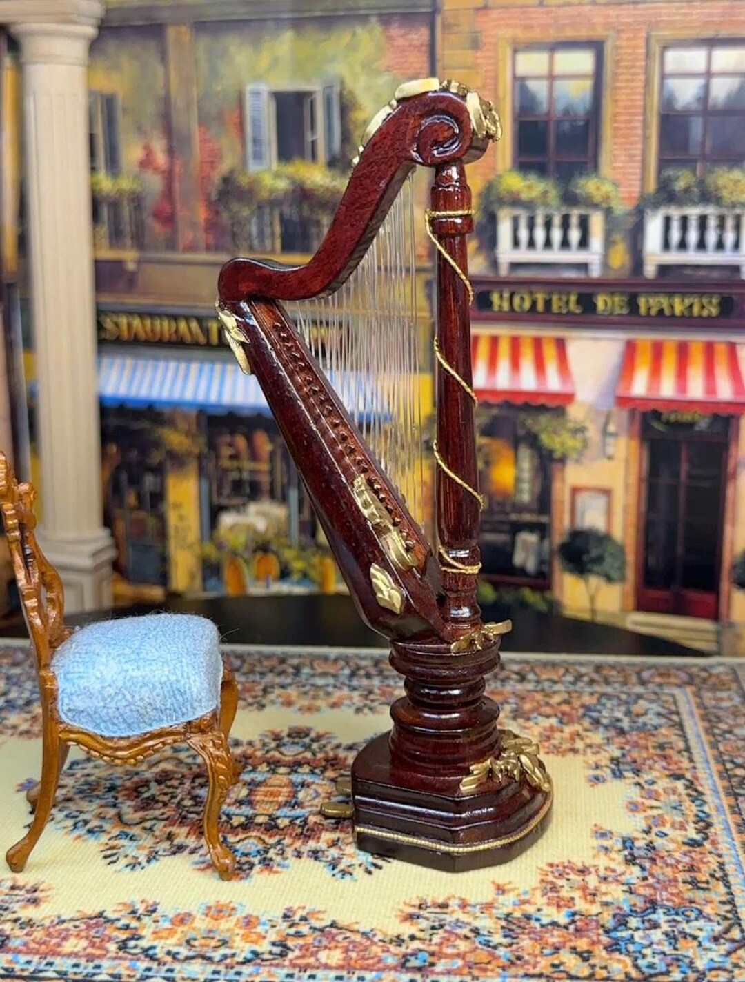 Vintage Pre Bespaq Miniature Dollhouse Decor Harp Replica Victorian ...